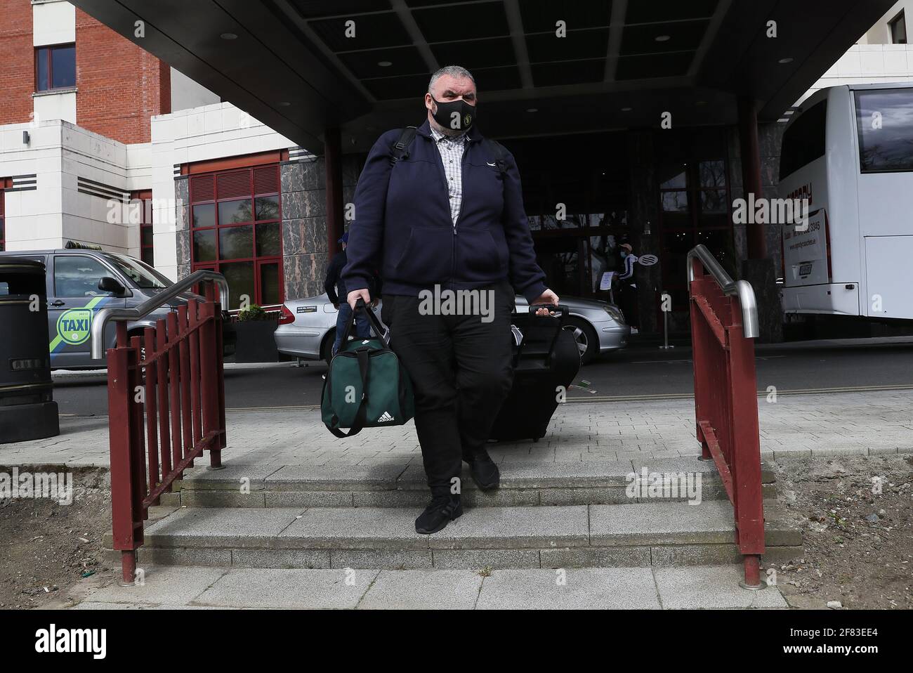 Derek Jennings, from Clondalkin, leaving the Crowne Plaza hotel, Santry ...