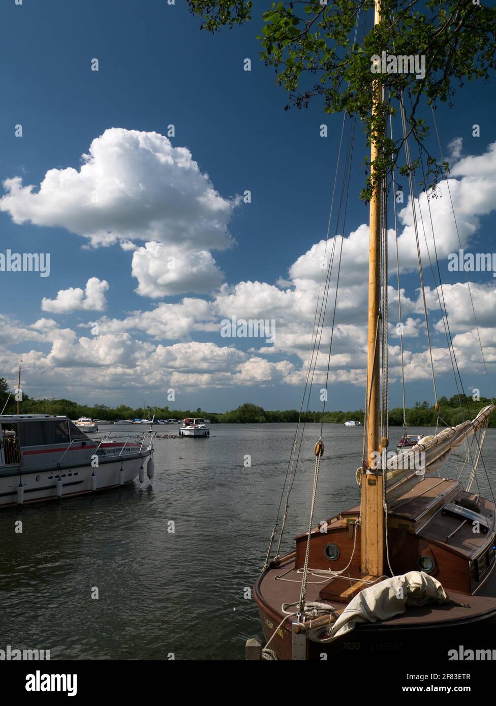 The Picturesque Malthouse Broad with its moored sailing boats, part of ...