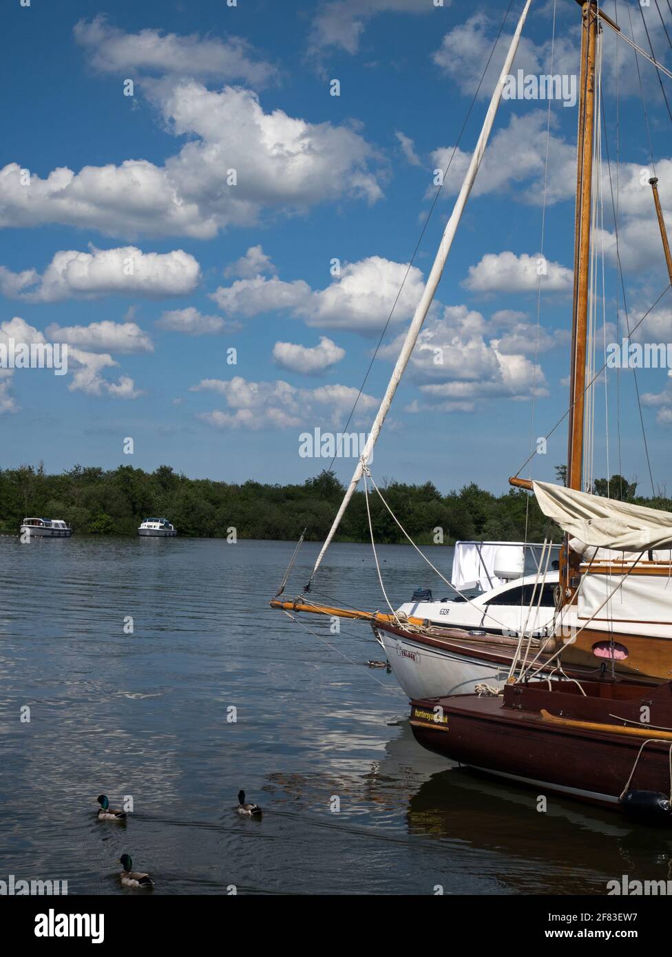 The Picturesque Malthouse Broad with its moored sailing boats, part of ...