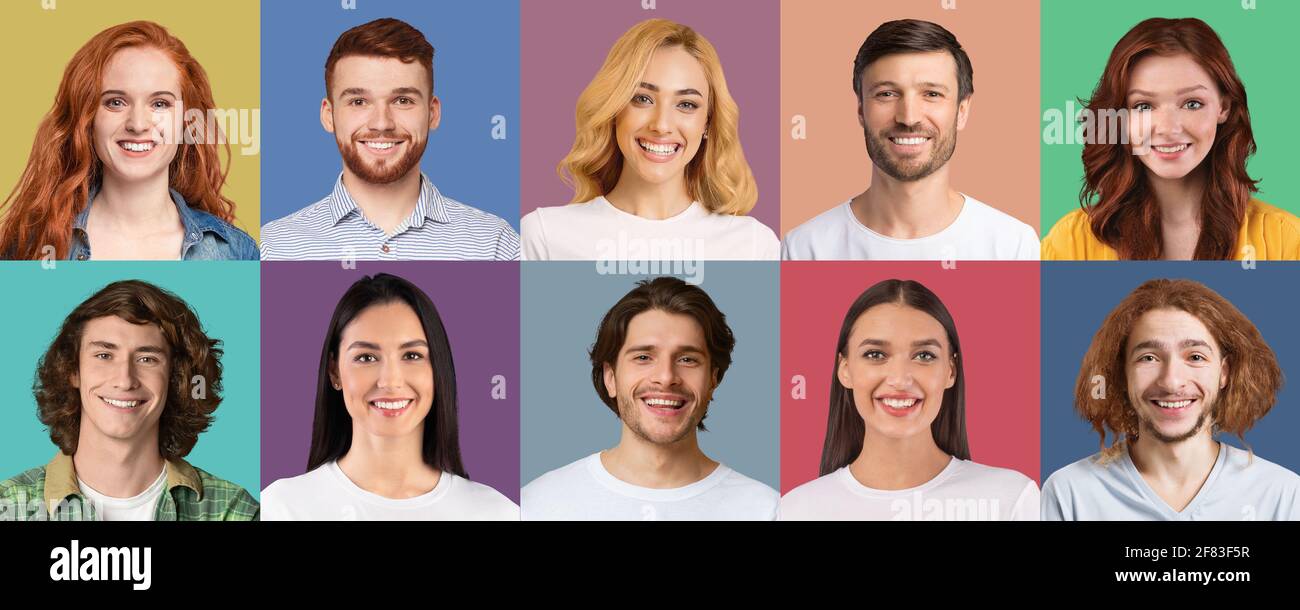 Composite collage of young people expressing positive emotions ...
