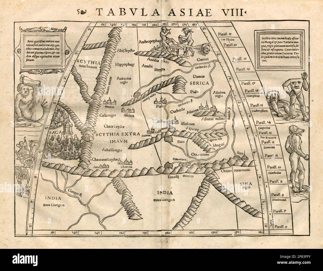 Beautiful vintage hand drawn map illustration of Asia from Geographia ...