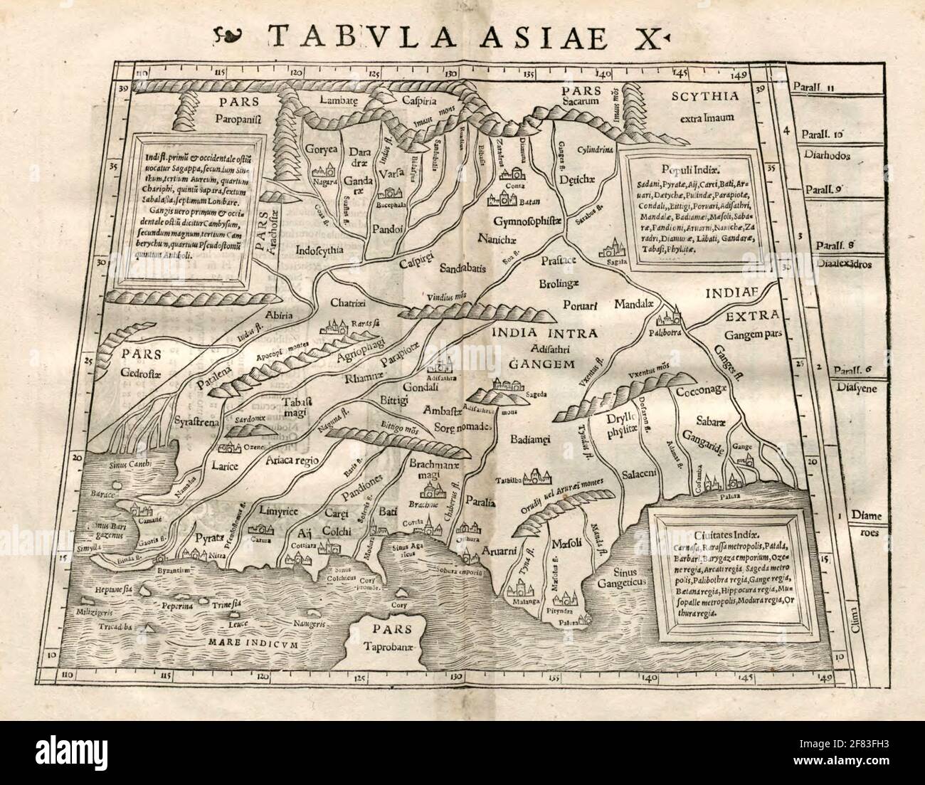 Beautiful vintage hand drawn map illustration of Asia from Geographia ...
