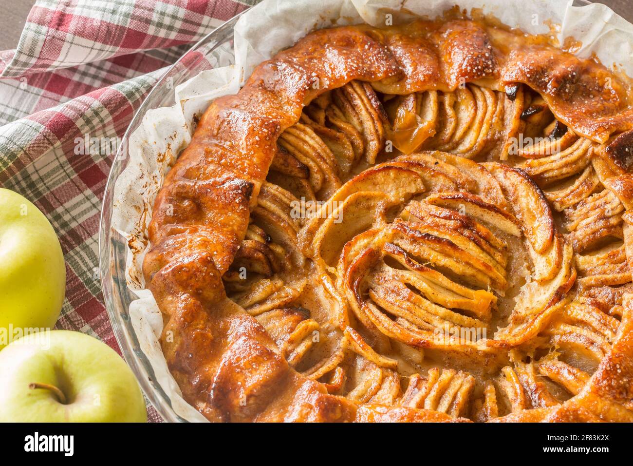 Rustic apple tart (French style)- Close up photo Stock Photo - Alamy