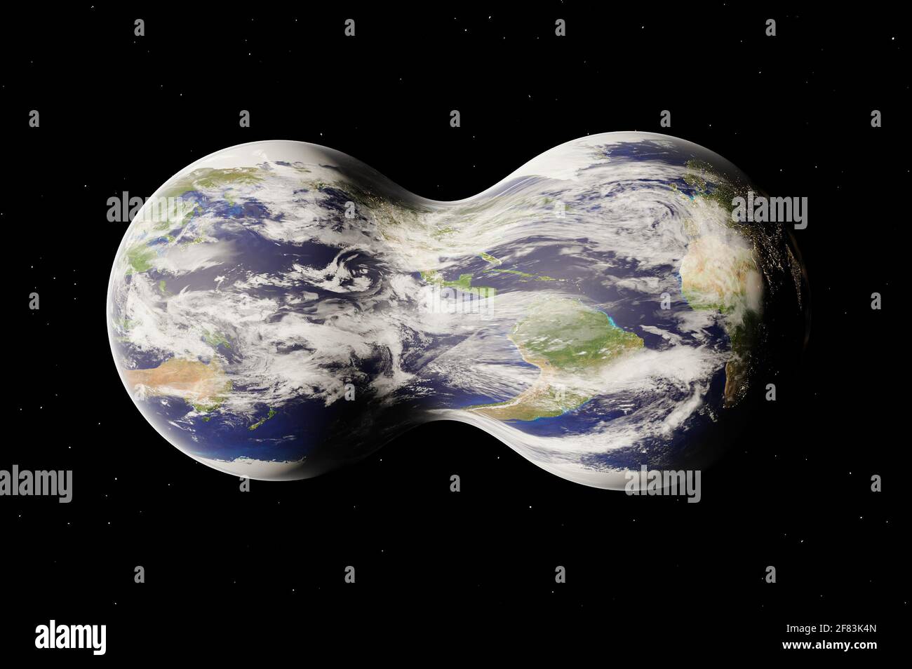 planet earth divided like drops of water. concept parallel universes ...