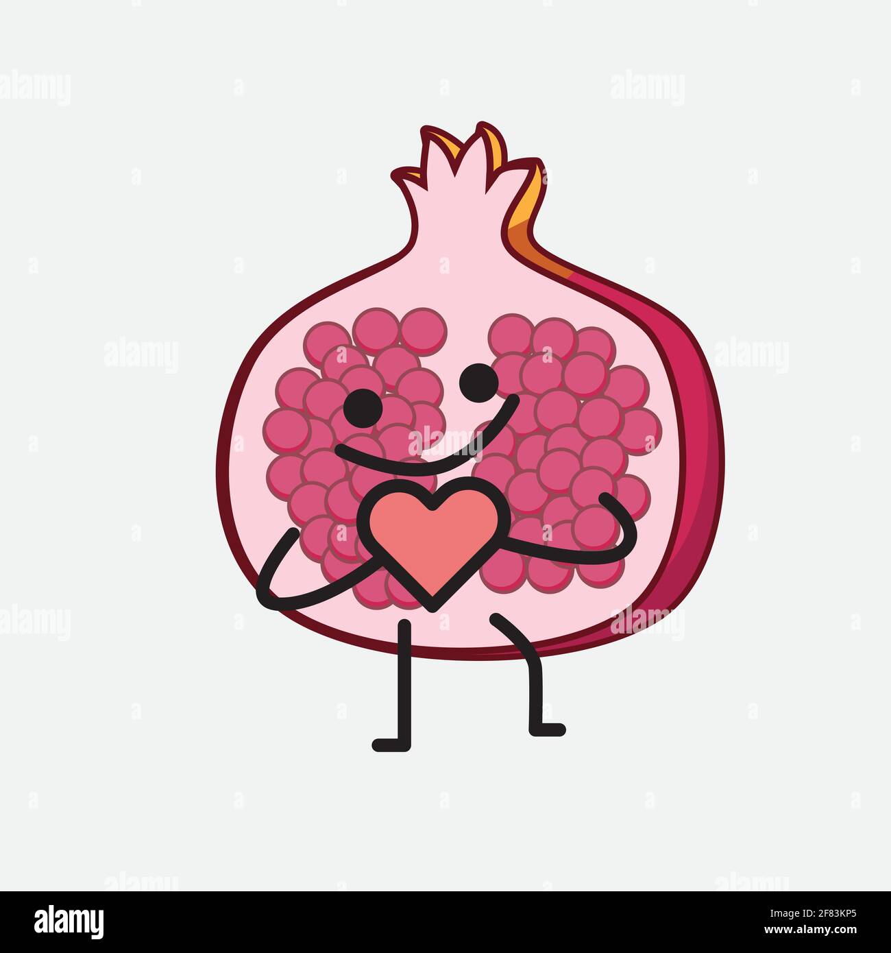 Vector Illustration of Pomegranate Fruit Character with cute face ...