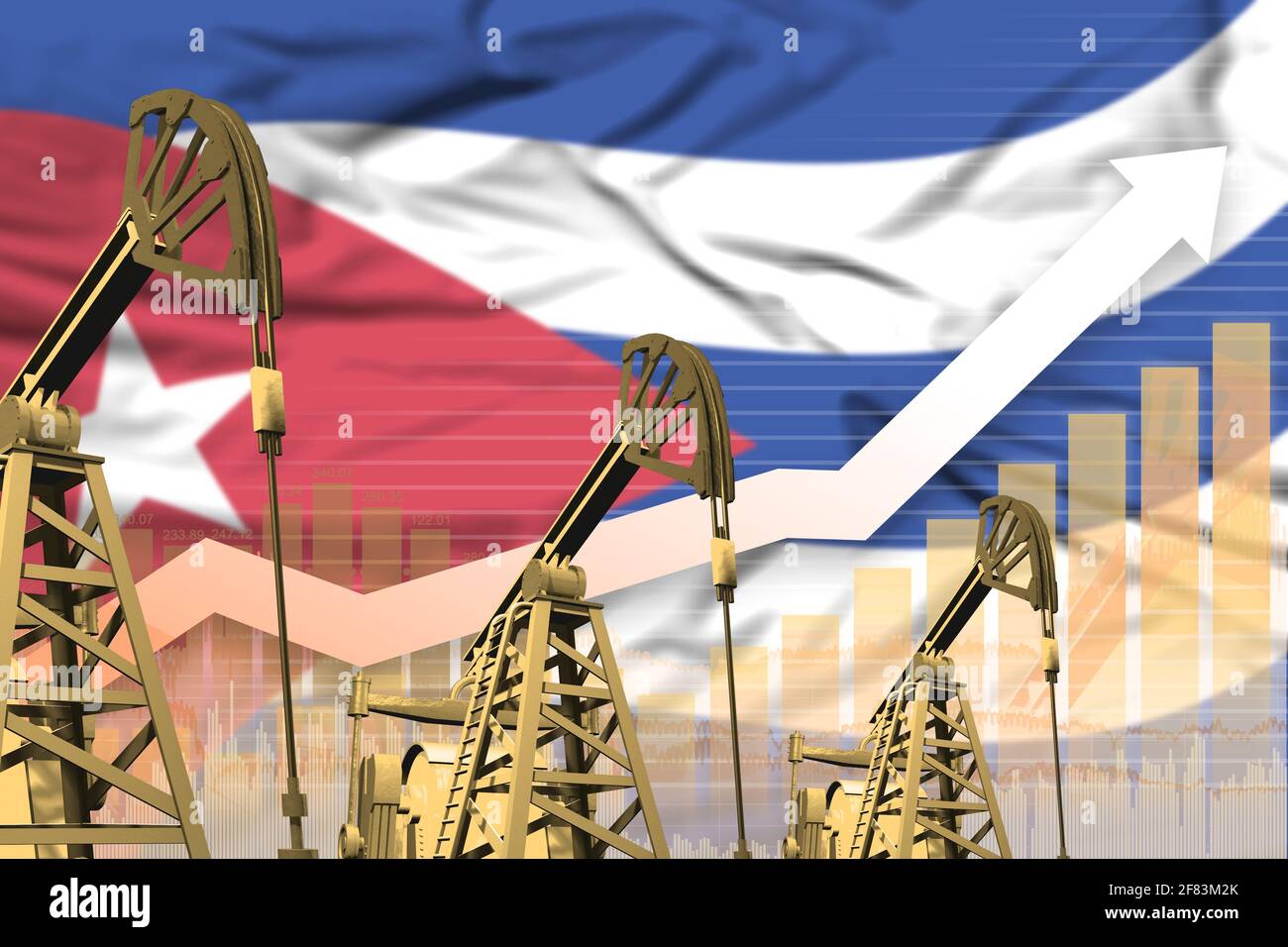 Cuba oil industry concept, industrial illustration - rising up chart on ...