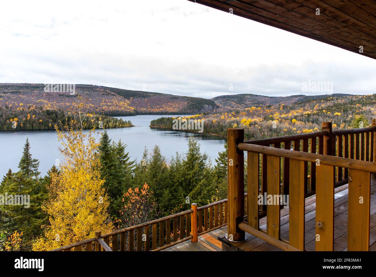 view of a lake down the hill from a balcony in an hotel Stock Photo - Alamy