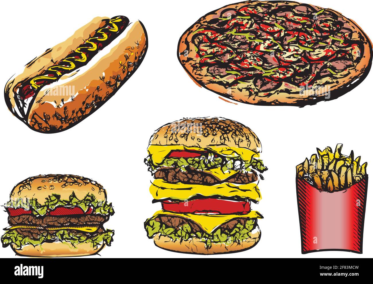 Fast food set vector illustration on white Stock Vector Image & Art - Alamy