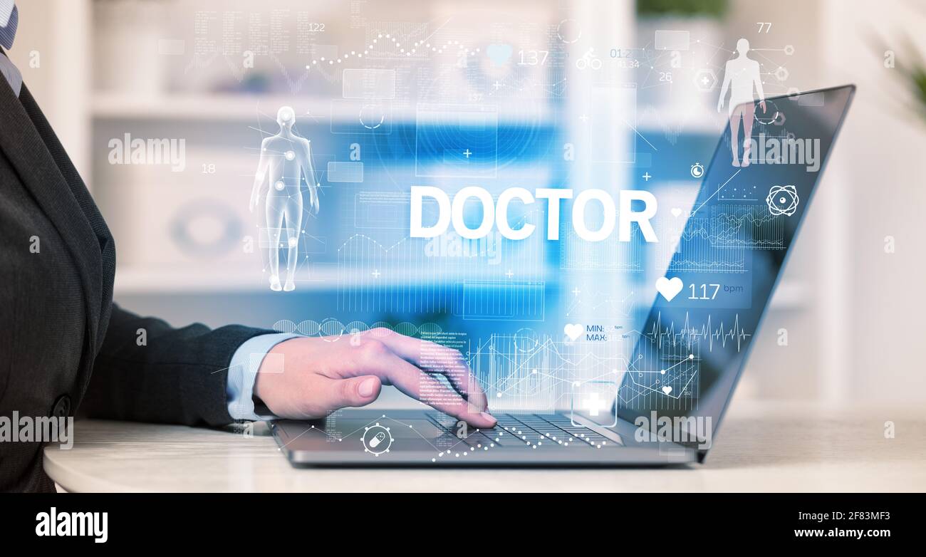 Doctor working a health check Stock Photo - Alamy