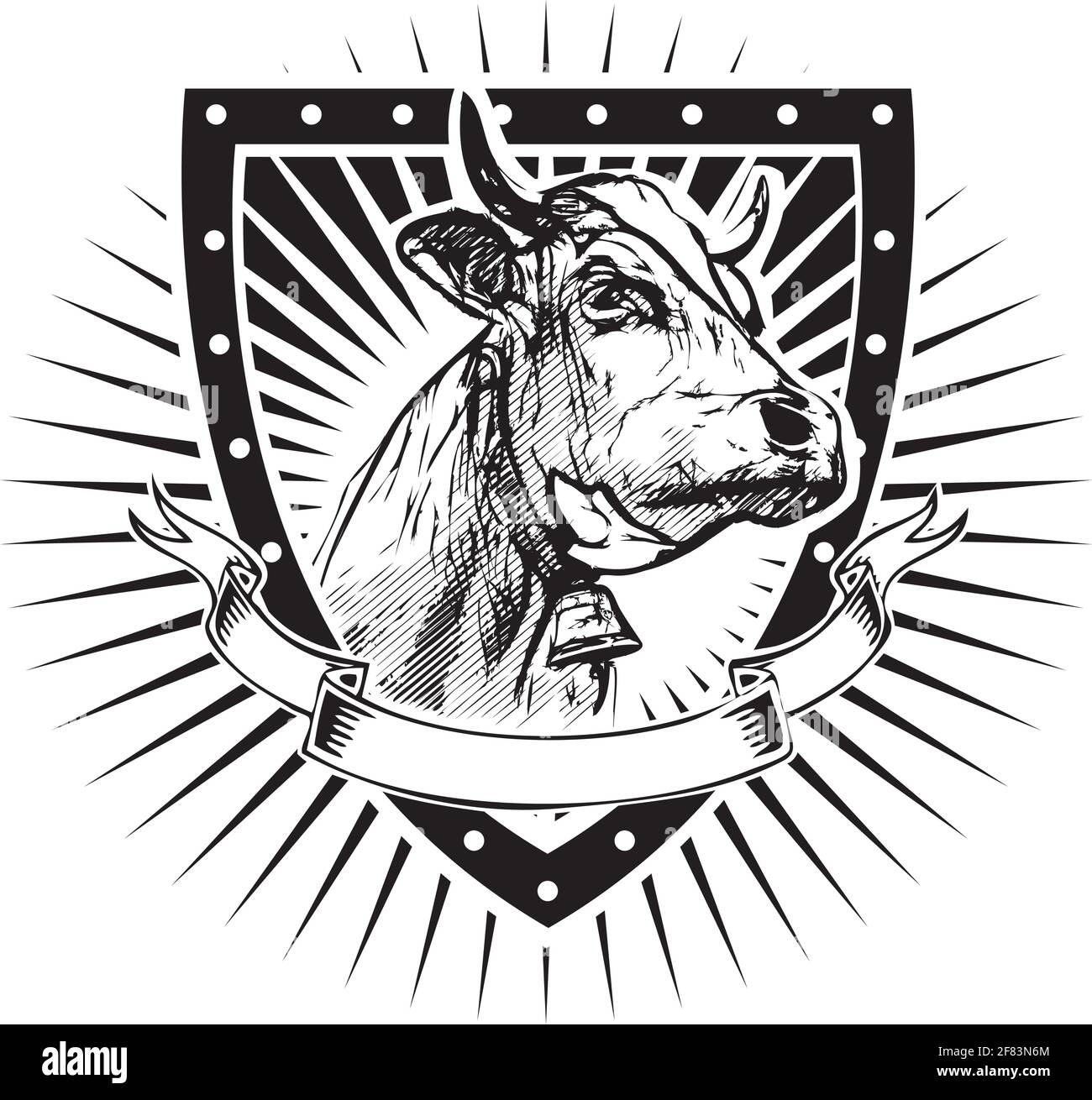 cow vector illustration on the shield Stock Vector Image & Art - Alamy