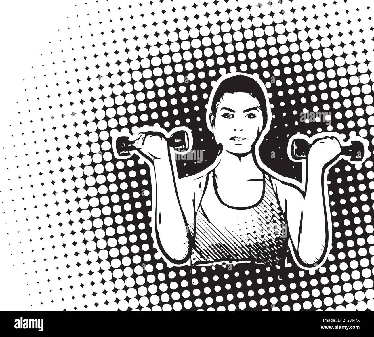 fitness woman vector illustration on dots background Stock Vector Image ...