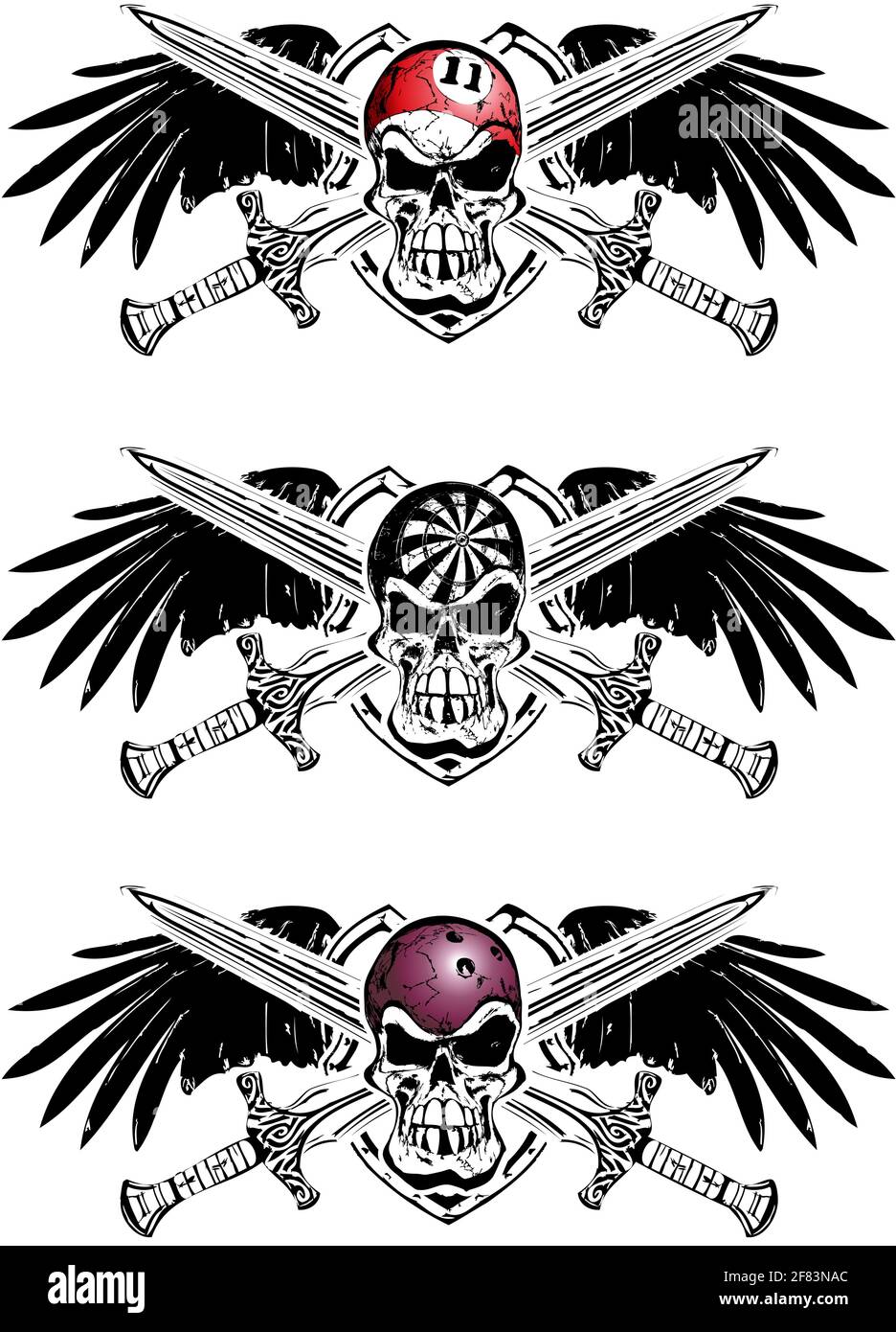 Pirate skull and swords vector Cut Out Stock Images & Pictures - Alamy