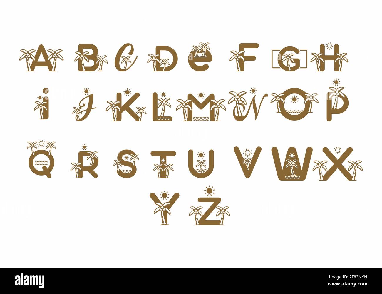 alphabet initial text beach theme Stock Vector Image & Art - Alamy