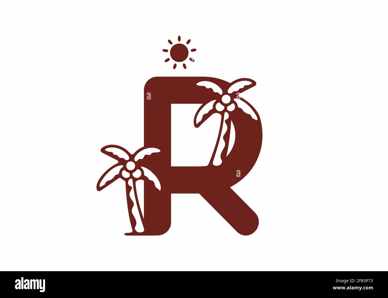 R initial letter with coconut tree design Stock Vector Image & Art - Alamy