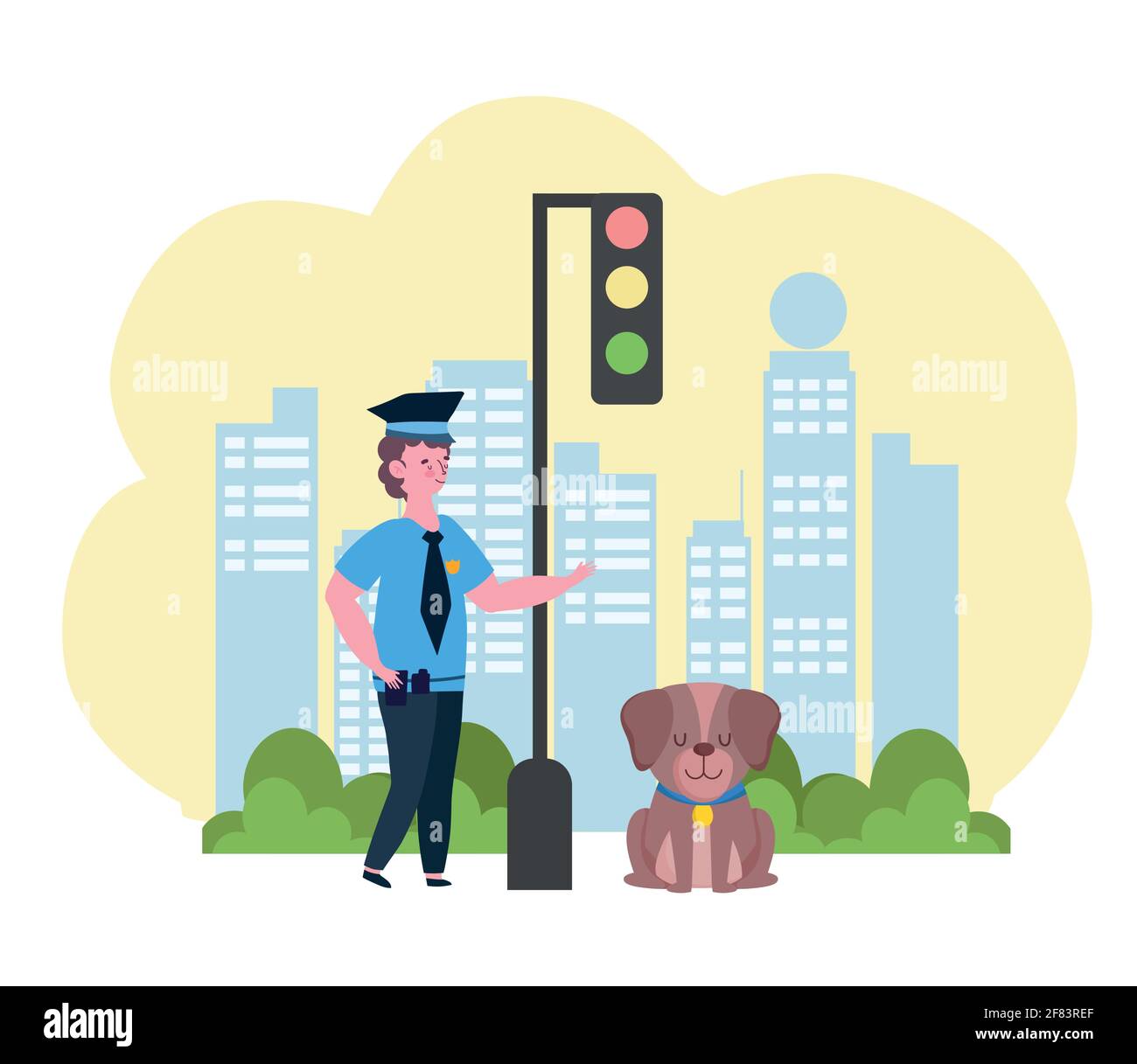 policeman with dog city street Stock Vector Image & Art - Alamy