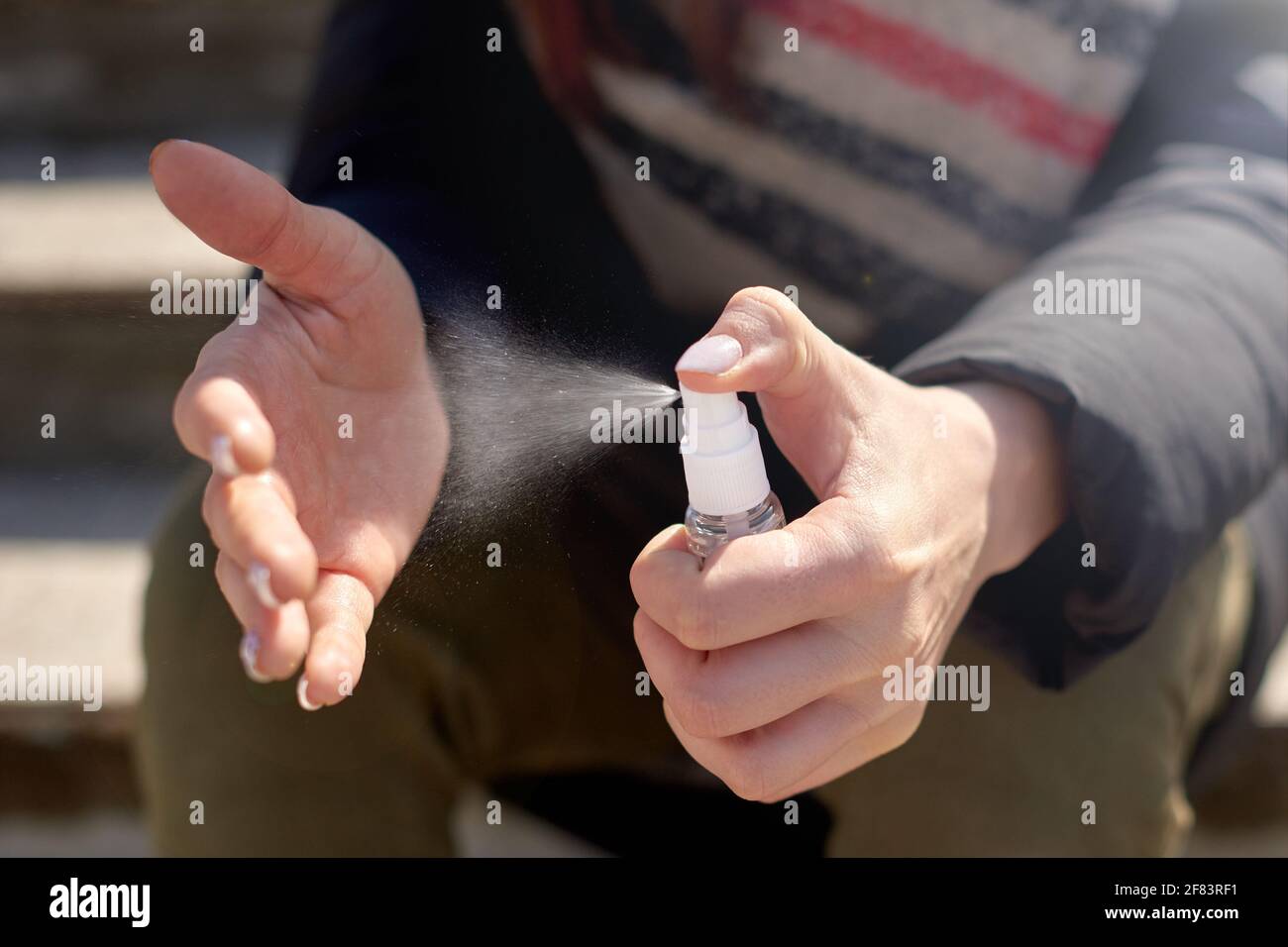 Hand sanitizer alcohol solution in bottle with dispenser. transparent ...