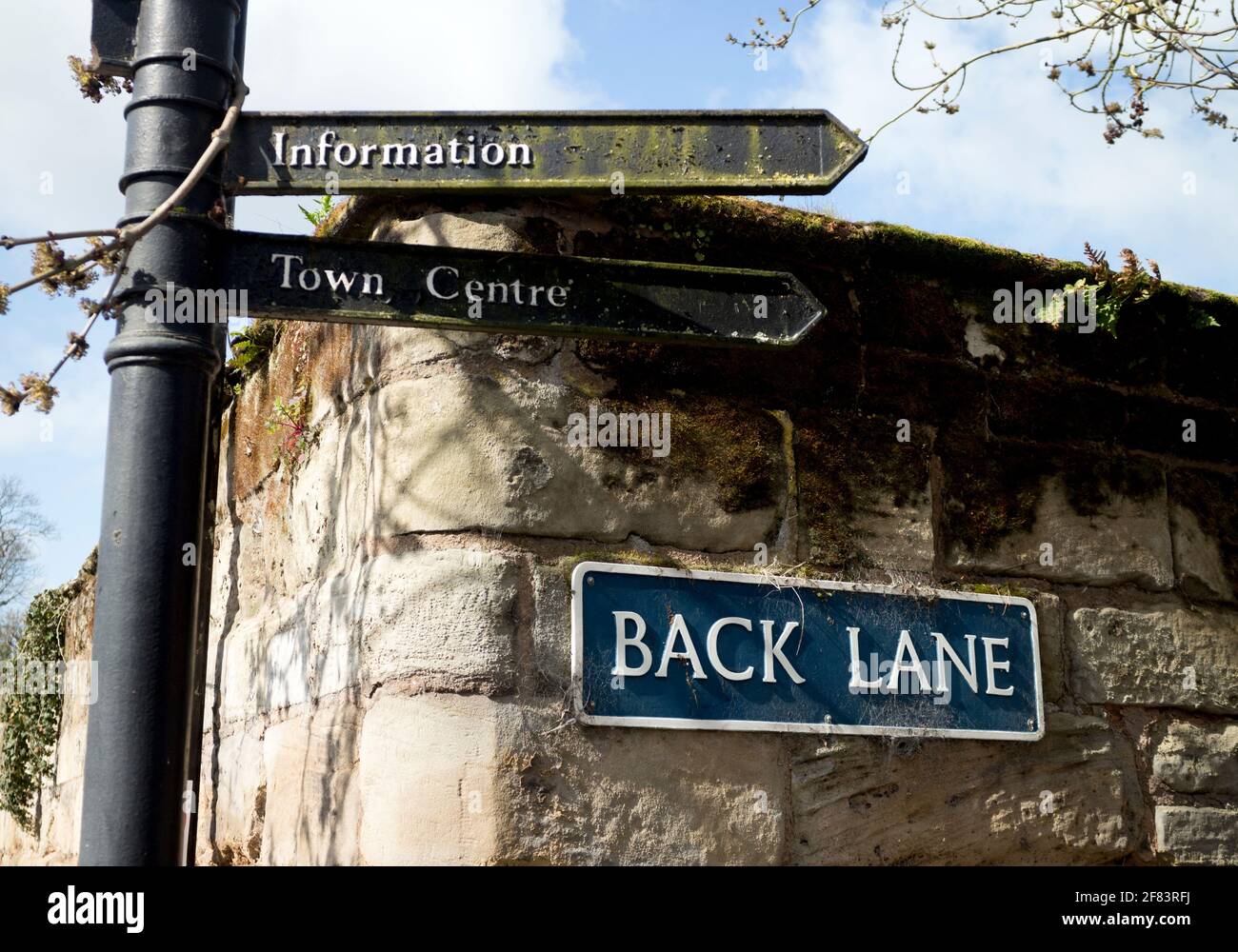 Back Lane street sign, Warwick, Warwickshire, England, UK Stock Photo ...