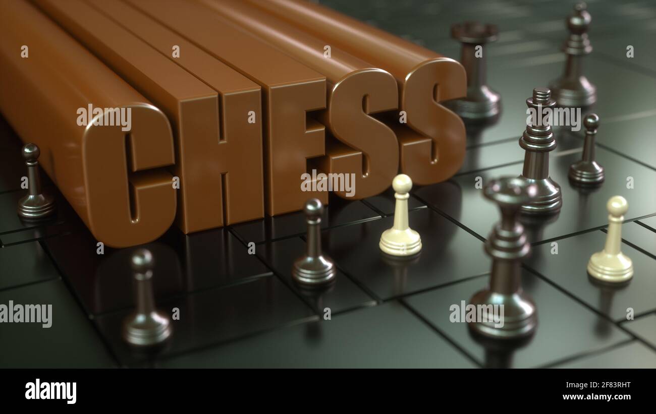 3d render. Chess board and pieces Stock Photo - Alamy