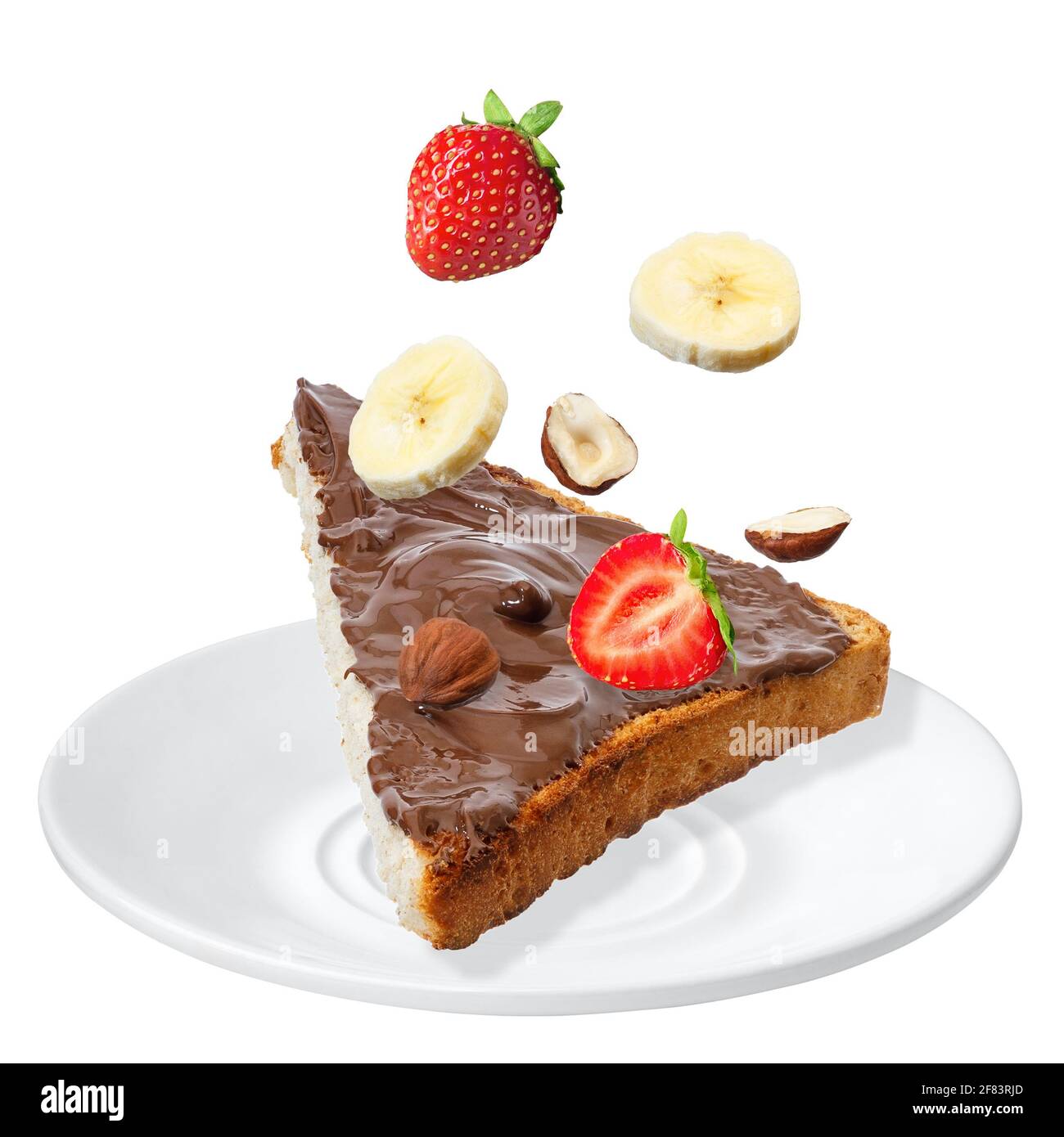 flying bread with chocolate cream isolated on white Stock Photo - Alamy