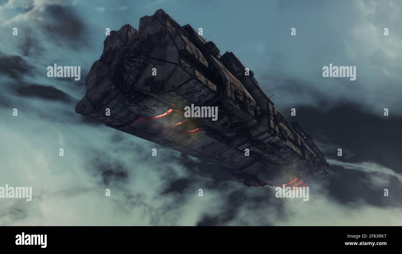 3d render. Spaceship concept design Stock Photo - Alamy