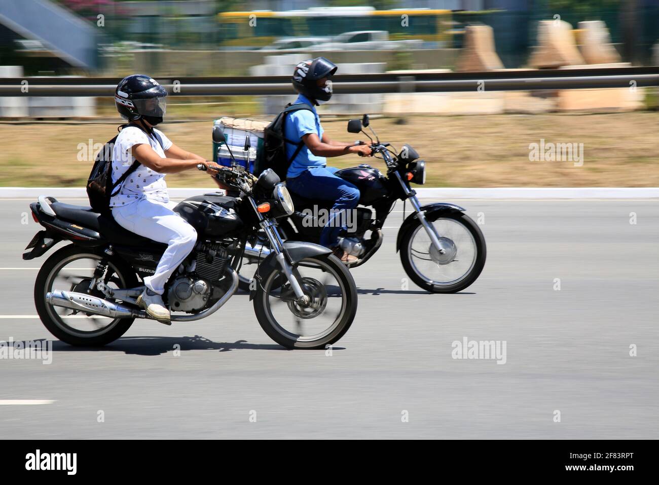 salvador, bahia, brazil - december 30, 2020: motocilcista is seen ...