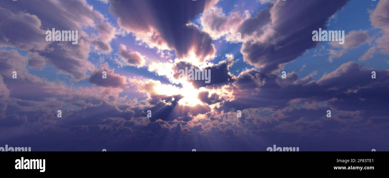 Sunset / sunrise with clouds, light rays and other atmospheric effect ...