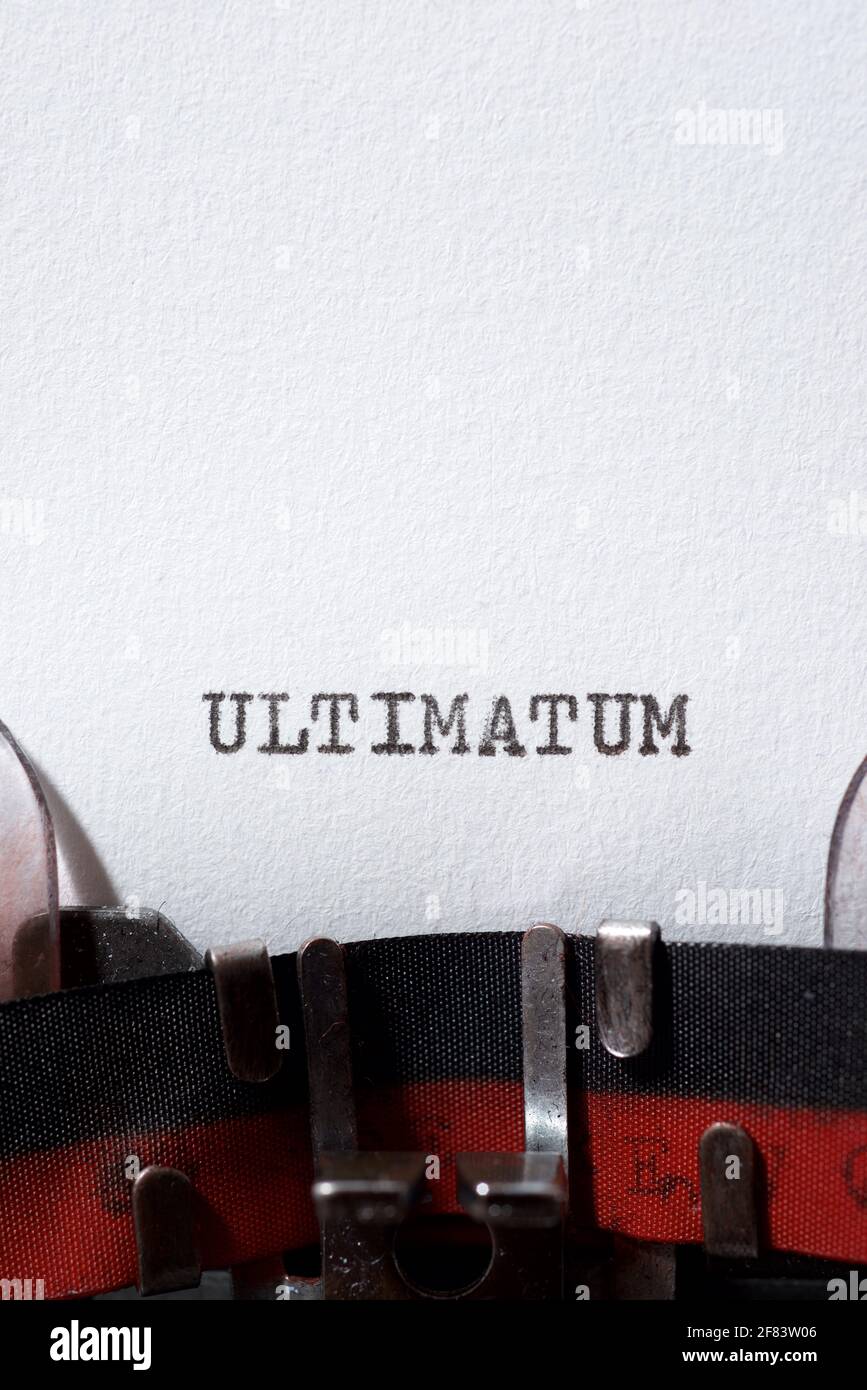Ultimatum word written with a typewriter Stock Photo - Alamy