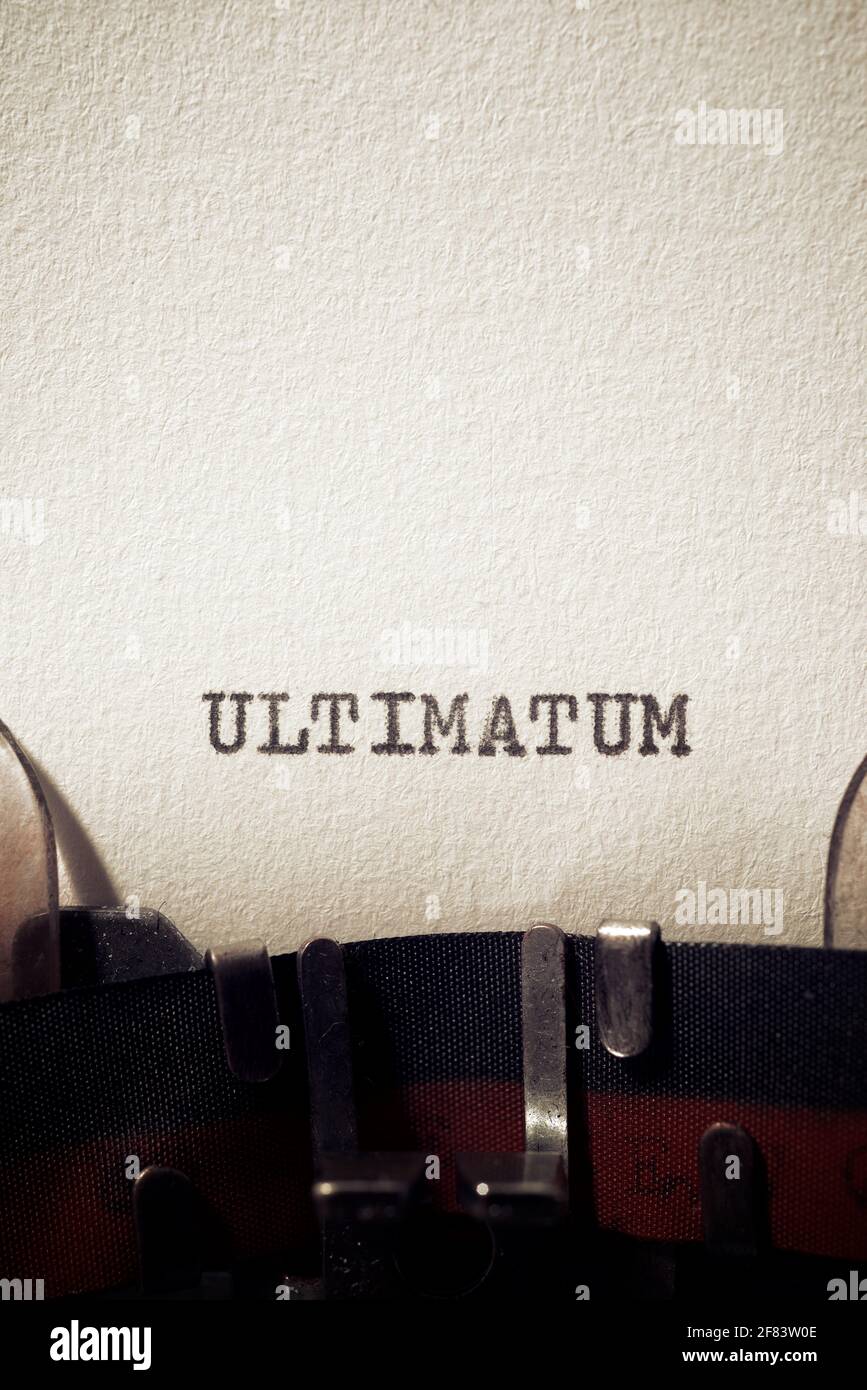Ultimatum word written with a typewriter Stock Photo - Alamy