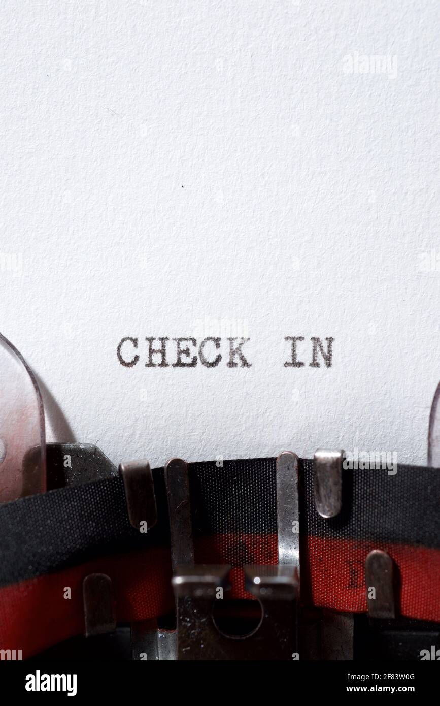 Check in word written with a typewriter Stock Photo - Alamy