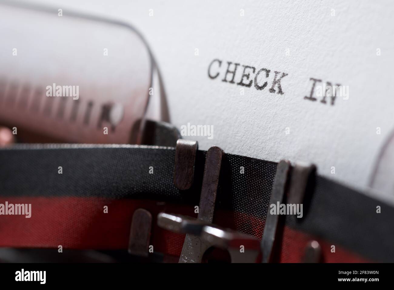 Check in word written with a typewriter Stock Photo - Alamy