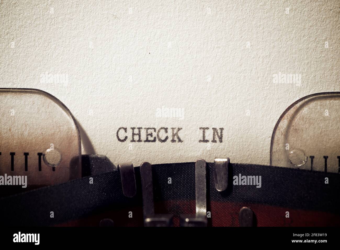 Check in word written with a typewriter Stock Photo - Alamy