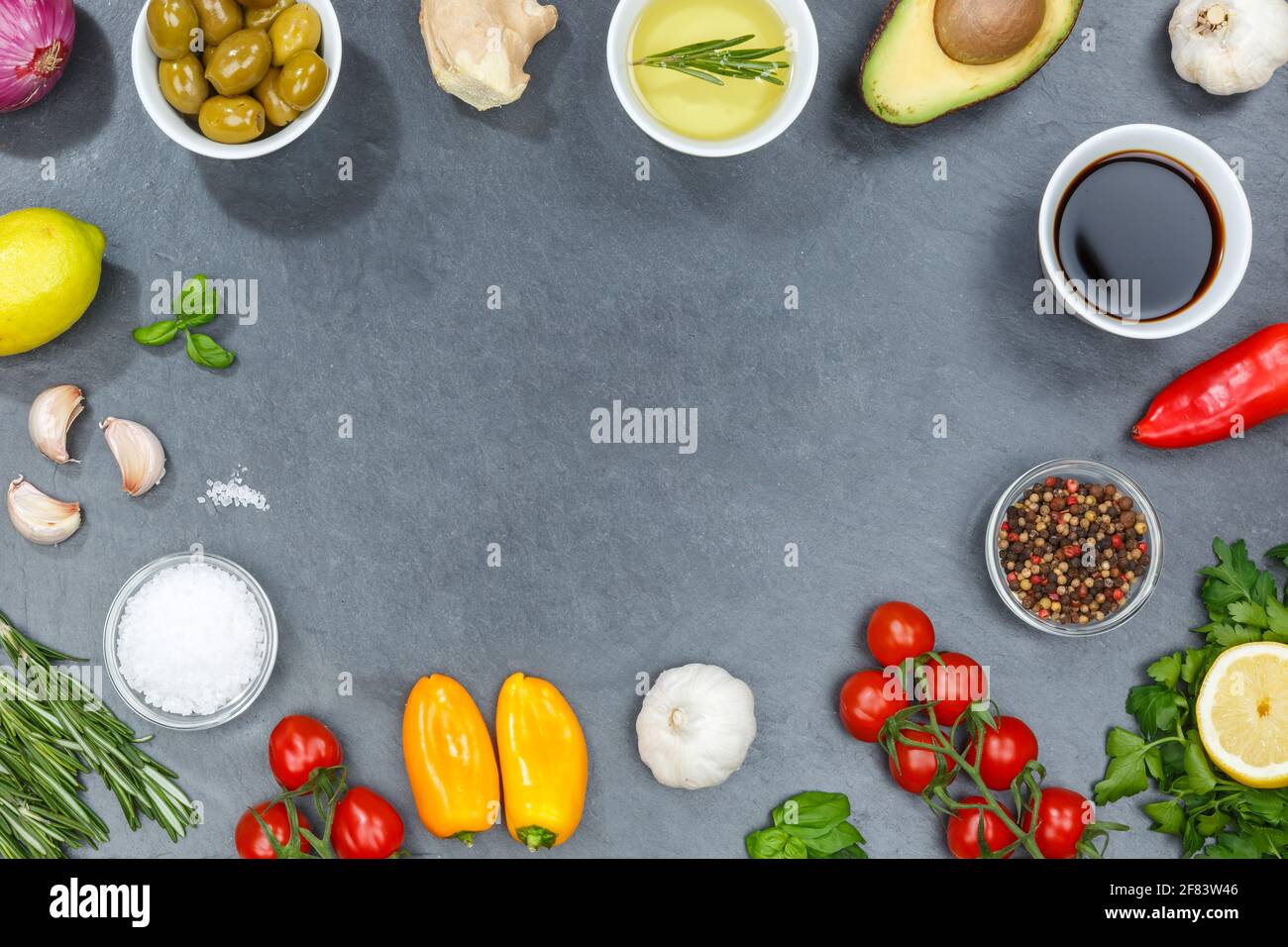 Healthy vegan food background clean eating vegetarian organic on a ...