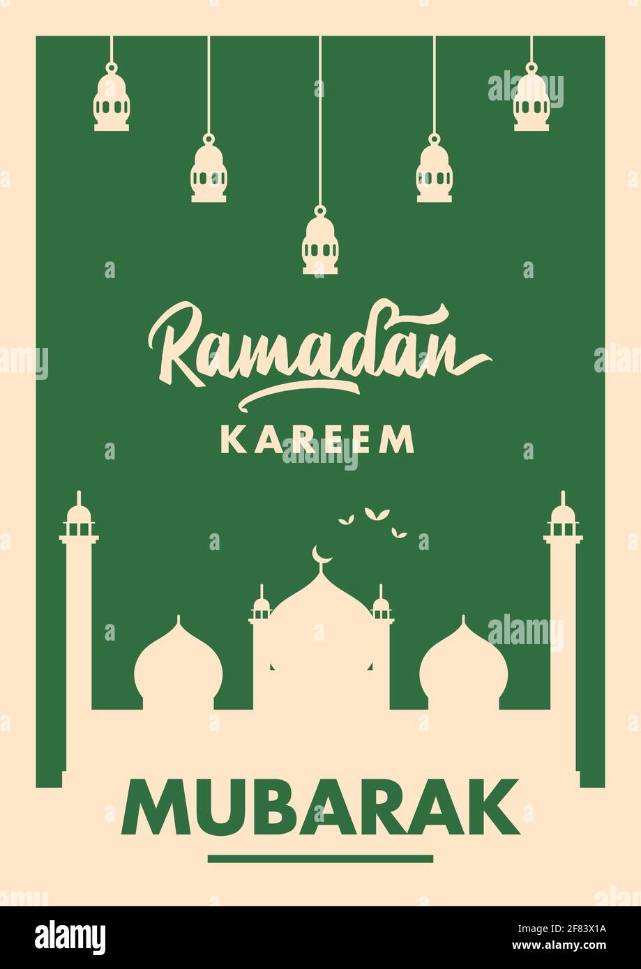 Ramadan Kareem Mubarak poster design template, vector banner Stock ...