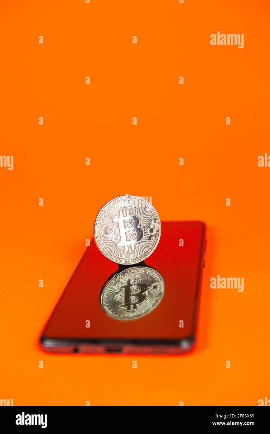 Photograph of bitcoin coins symbolizing the financial market of ...