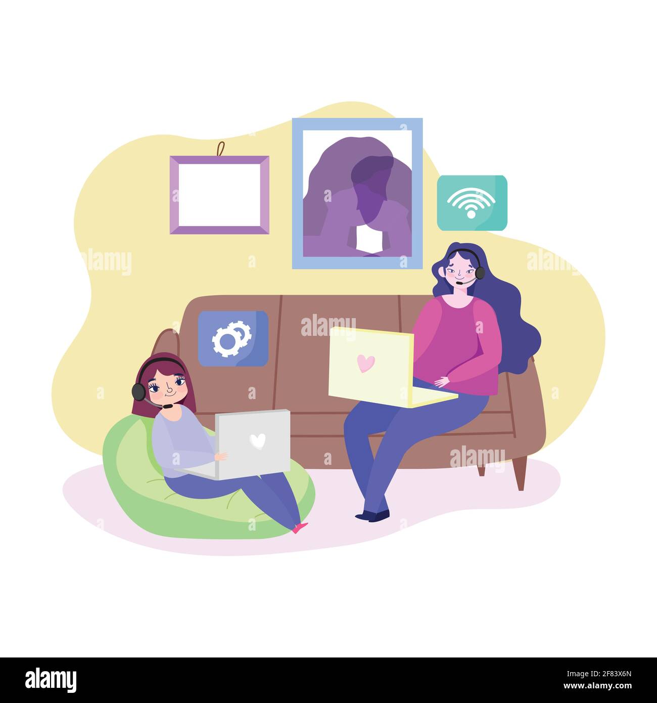 people working online with laptops Stock Vector Image & Art - Alamy