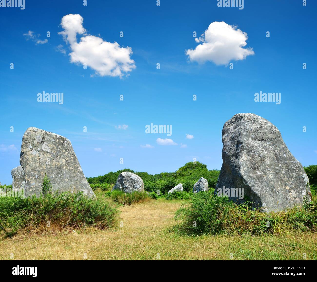 Megalithic monuments menhirs in Carnac - Brittany, France Stock Photo ...
