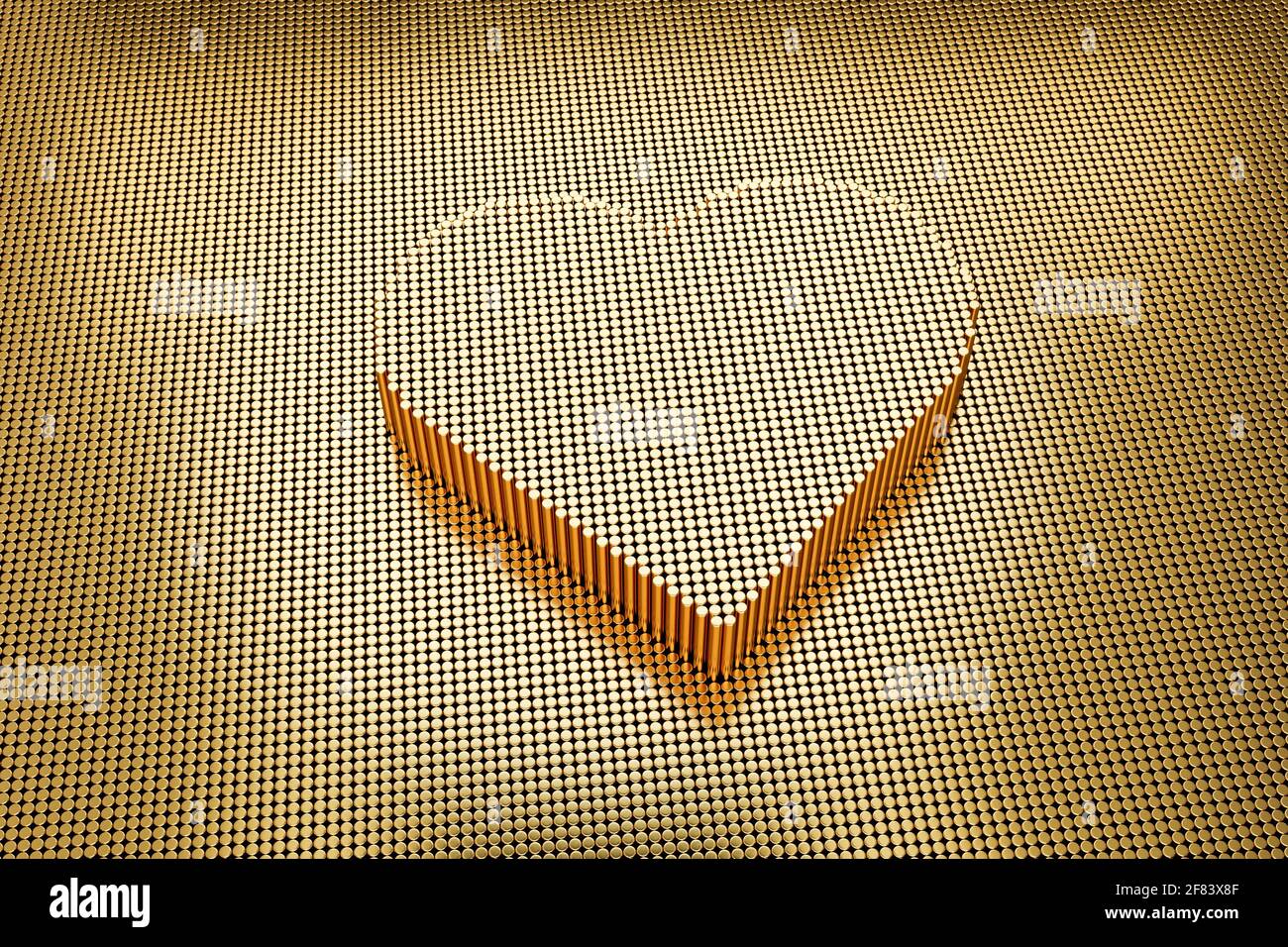 A heart of gold. Heartshape made from golden cylinders Stock Photo - Alamy
