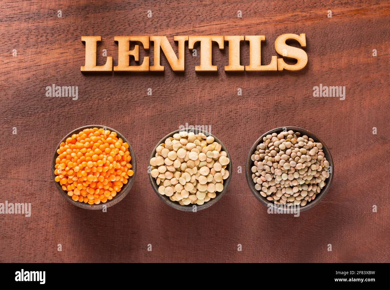 Types of lentils - Lens culinaris. Top view Stock Photo - Alamy