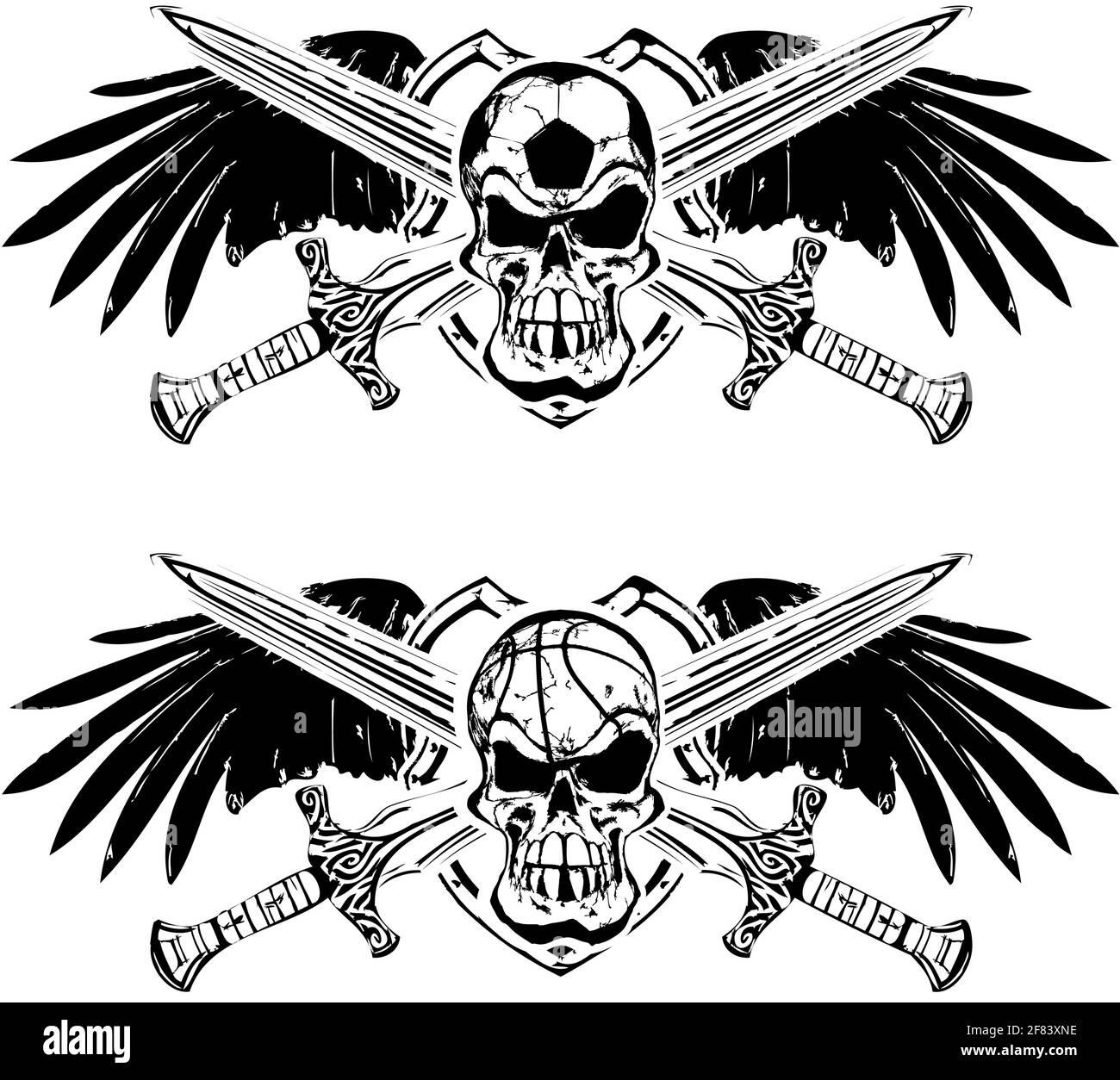 Pirate skull and swords logo Stock Vector Images - Alamy