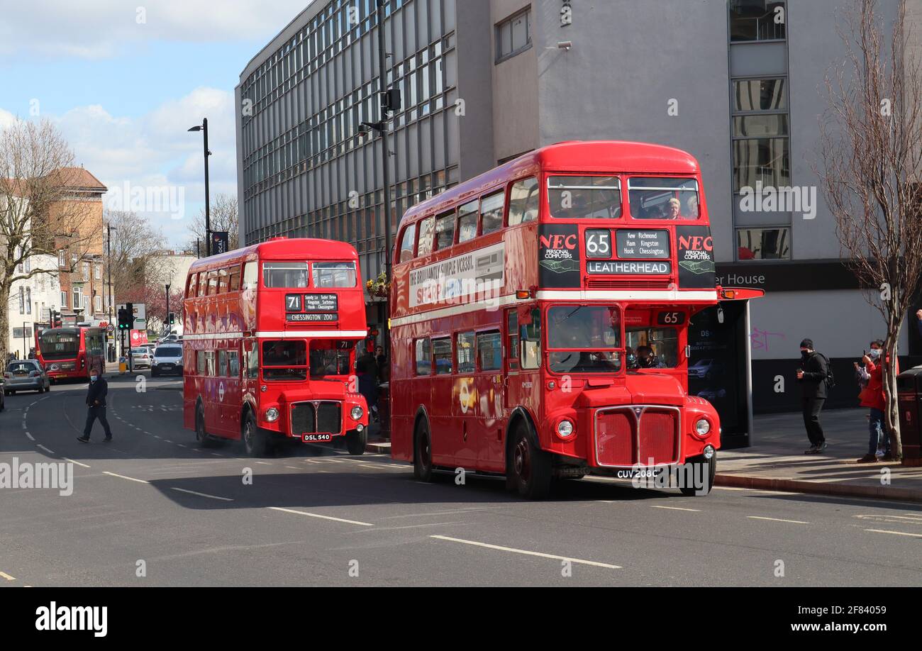 Route 65 Vintage London Bus Running Day, West London, UK, 11 April 2021 ...