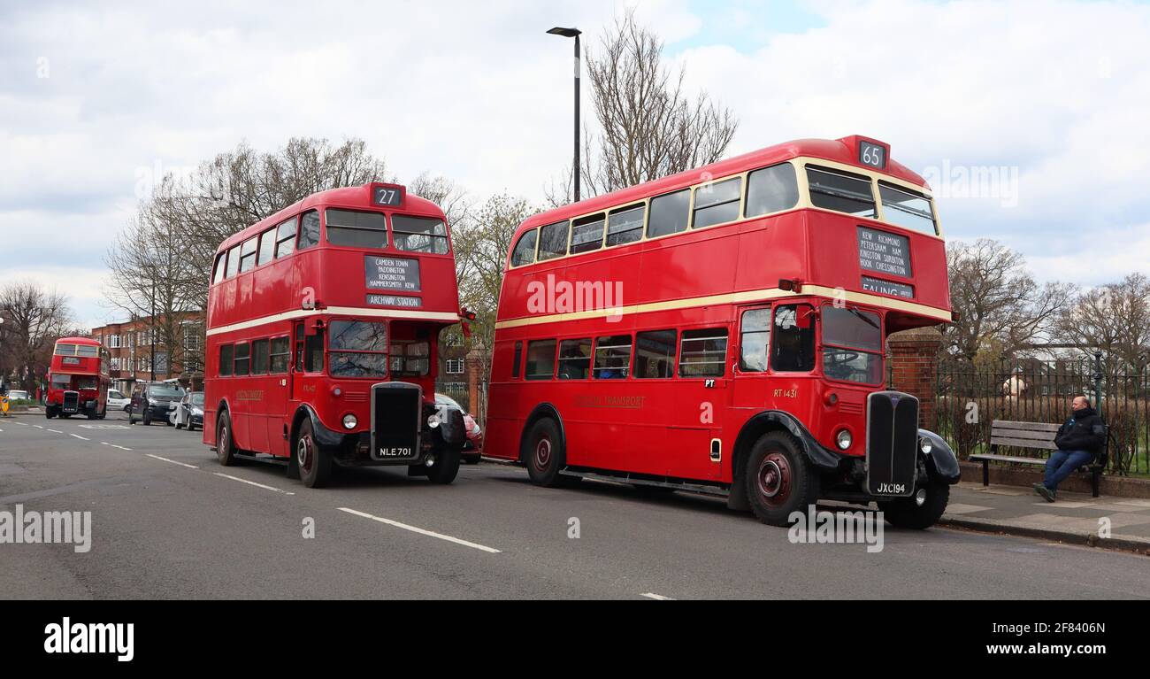 Route 65 Vintage London Bus Running Day, West London, UK, 11 April 2021 ...