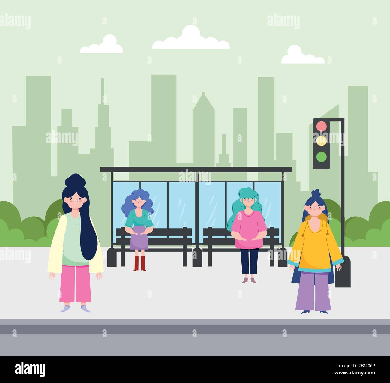 Wait street scene Stock Vector Images - Alamy