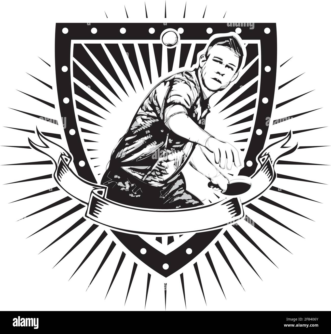 table tennis player on the shield Stock Vector Image & Art - Alamy