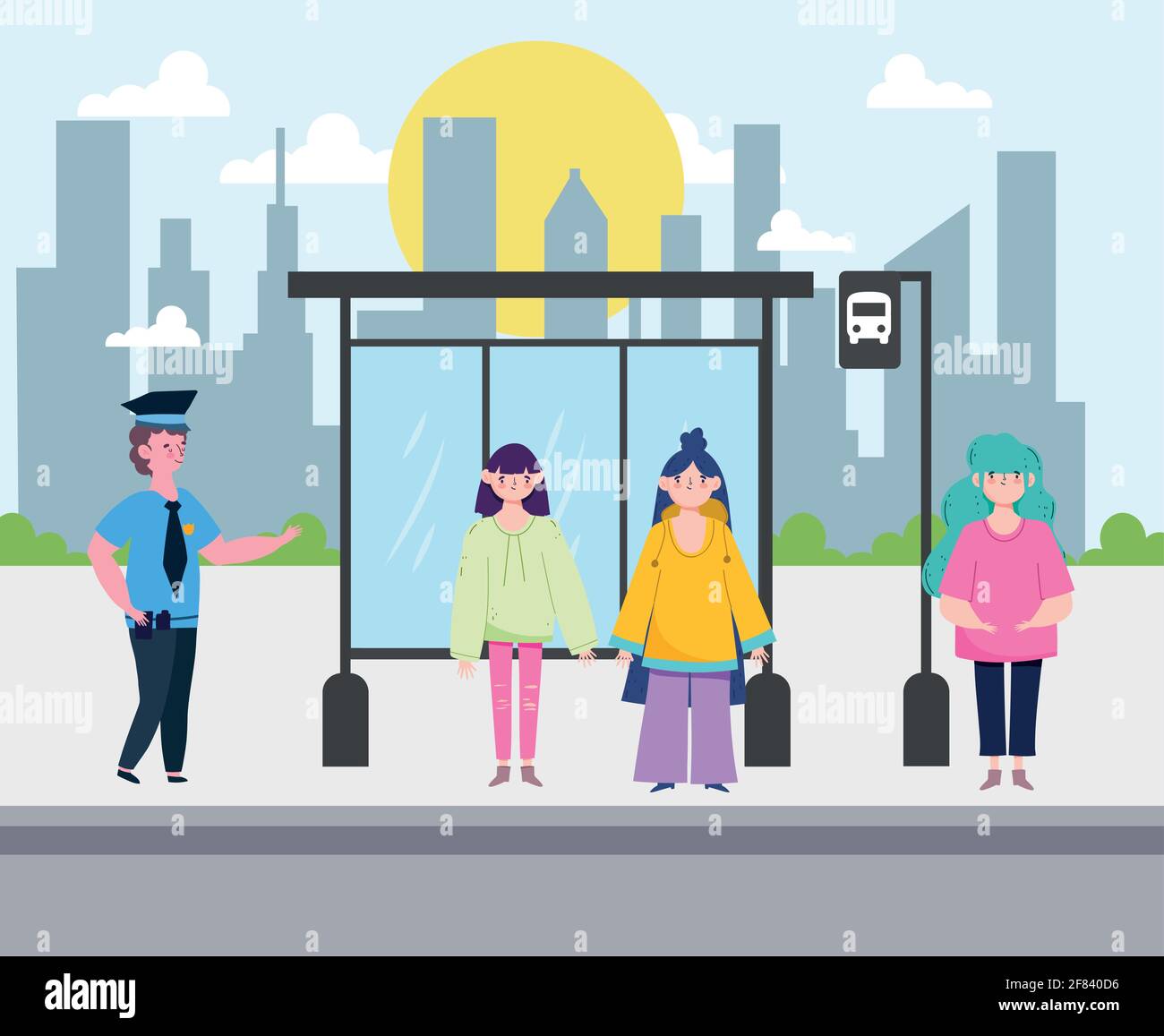 people at the bus stop Stock Vector Image & Art - Alamy