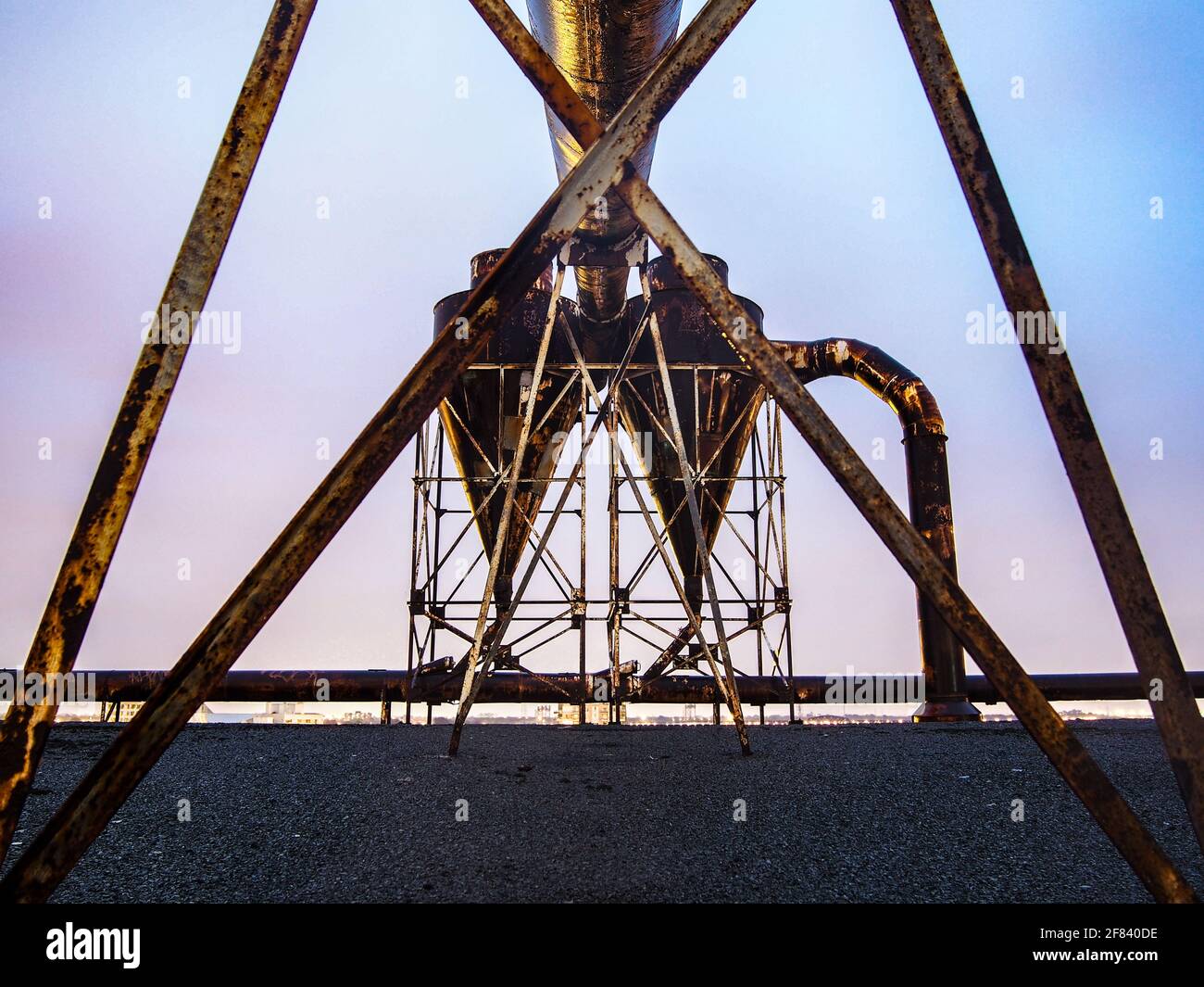 industrial triangle steel pipes on the top of a building Stock Photo ...