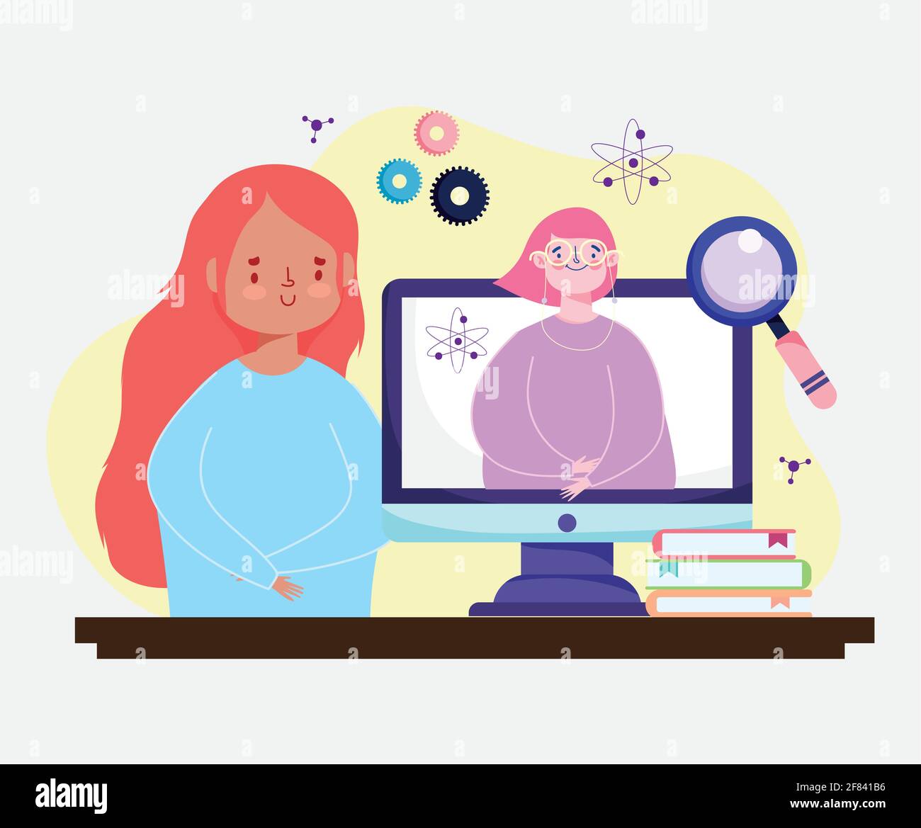 student character studying at computer Stock Vector Image & Art - Alamy