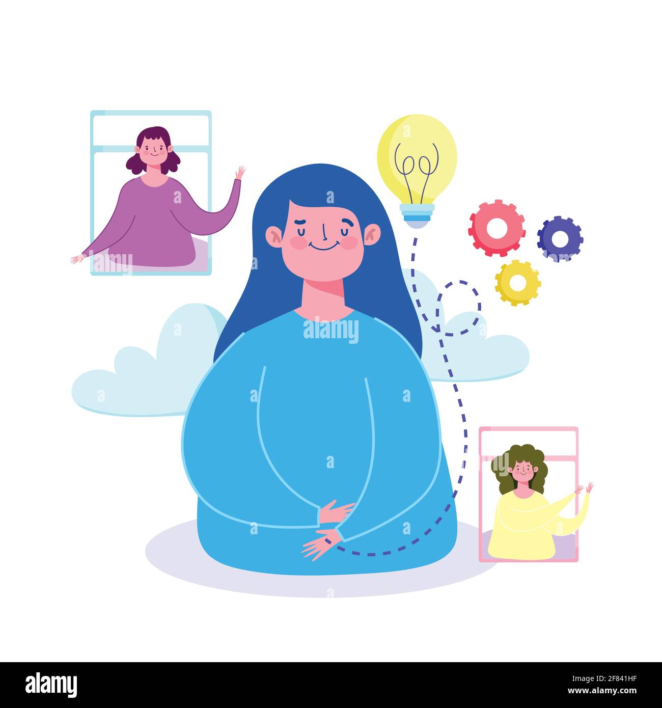 students connected education online cartoon Stock Vector Image & Art ...