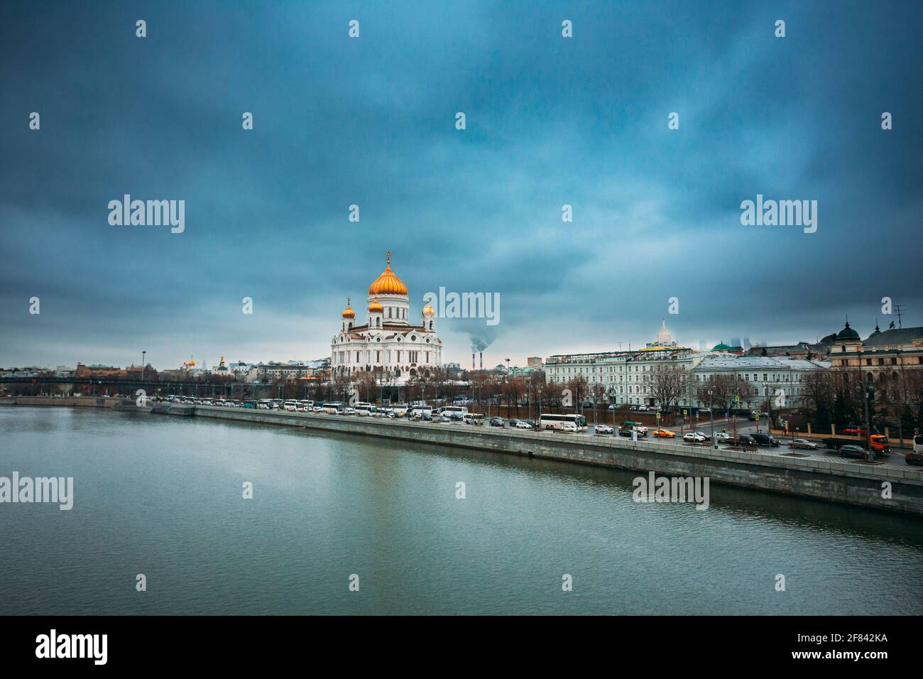 Moscow, Russia. Cathedral Of Christ The Savior In Moscow Cityscape ...