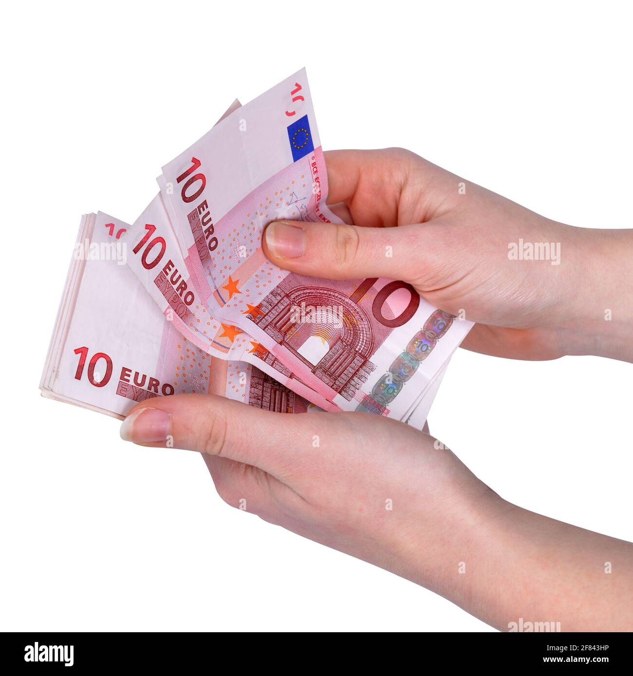Hand holding euro money isolated on white background Stock Photo - Alamy