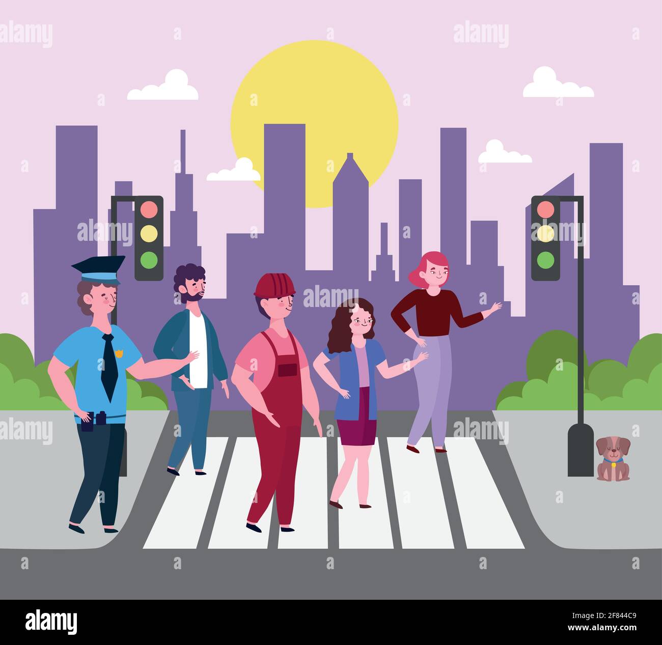 people crossing the street urban Stock Vector Image & Art - Alamy